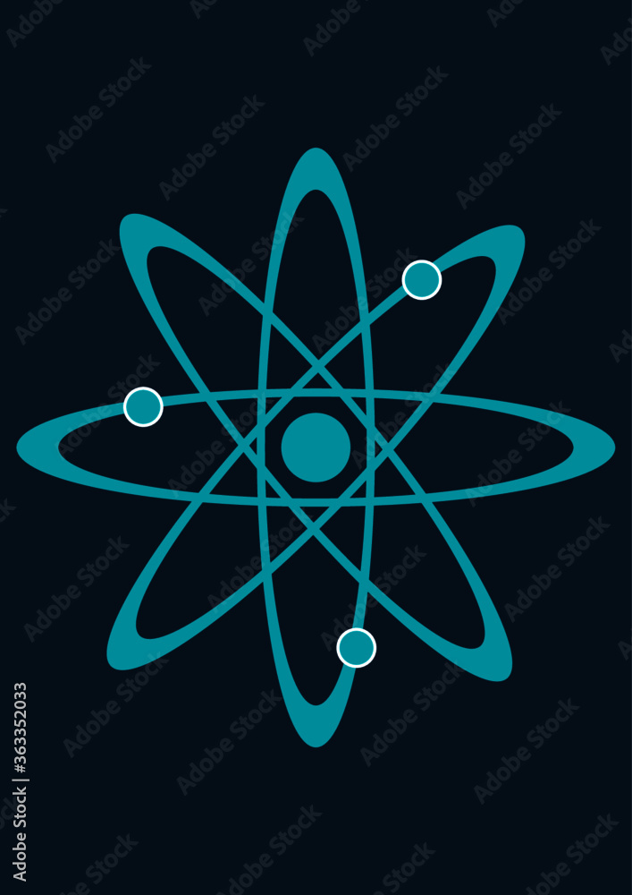 Graphic symbol of the atomic nucleus vector image. The science. Nuclear ...