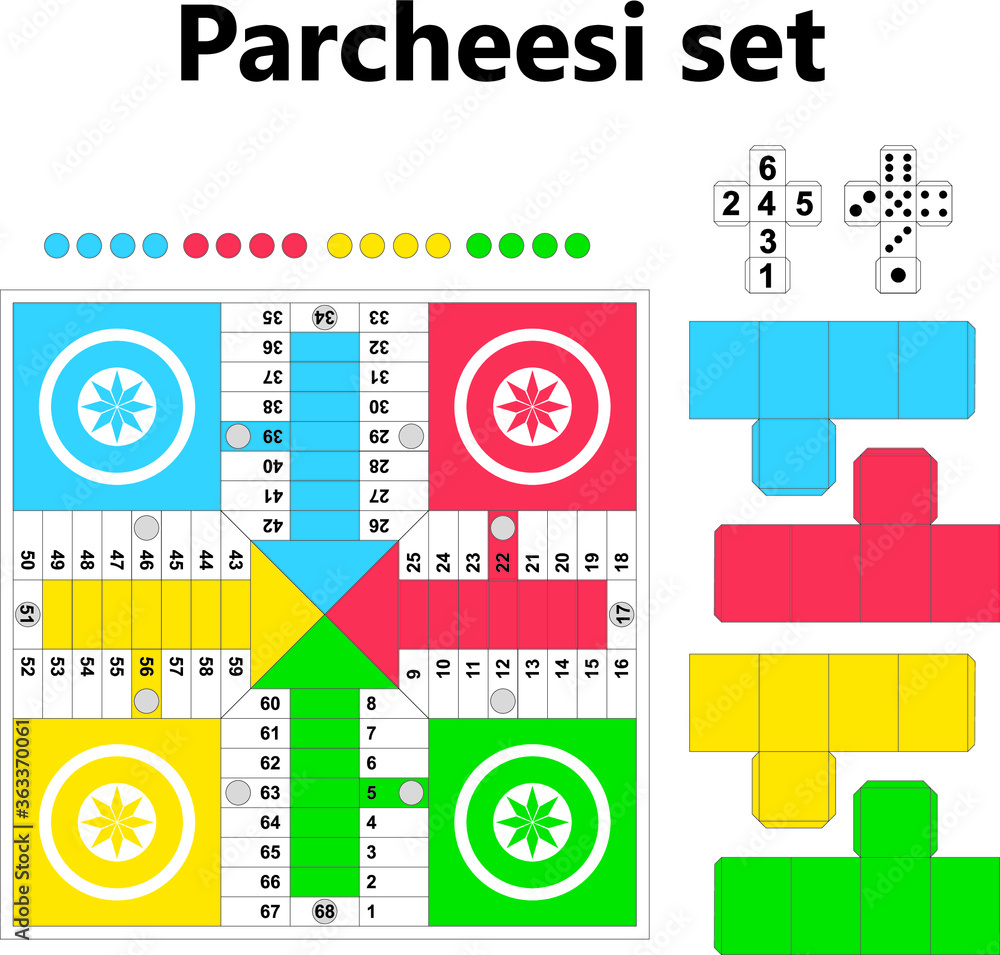 Parcheesi board game vector template design set Stock Vector | Adobe Stock