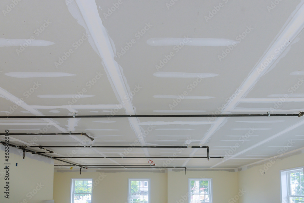 Automatic fire sprinkler system pipeline extinguishing water on the ...