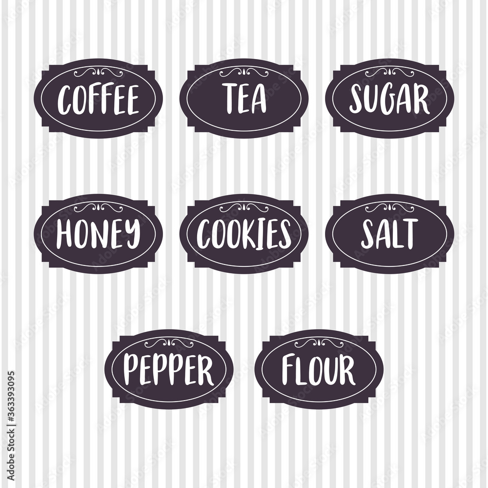 Food storage labels. Kitchen food tags collection for kitchen ...