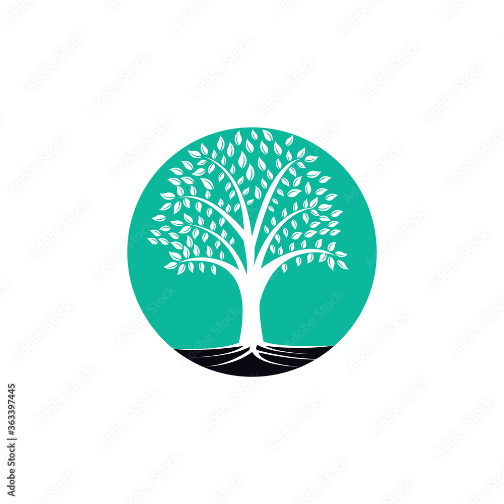 Tree Roots vector logo design. Vector tree with roots logo element ...
