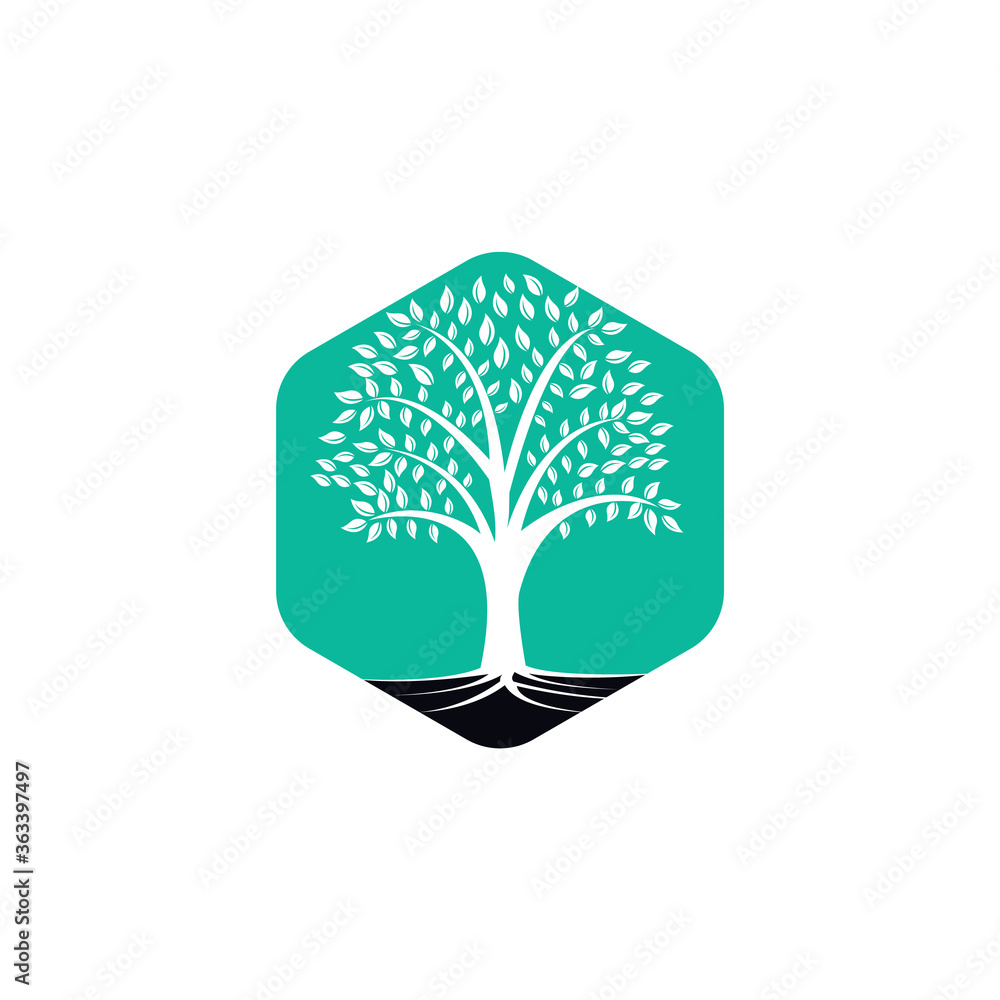 Tree Roots vector logo design. Vector tree with roots logo element ...