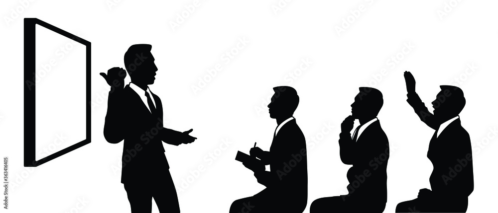 Attendees in meeting silhouette vector Stock Vector | Adobe Stock