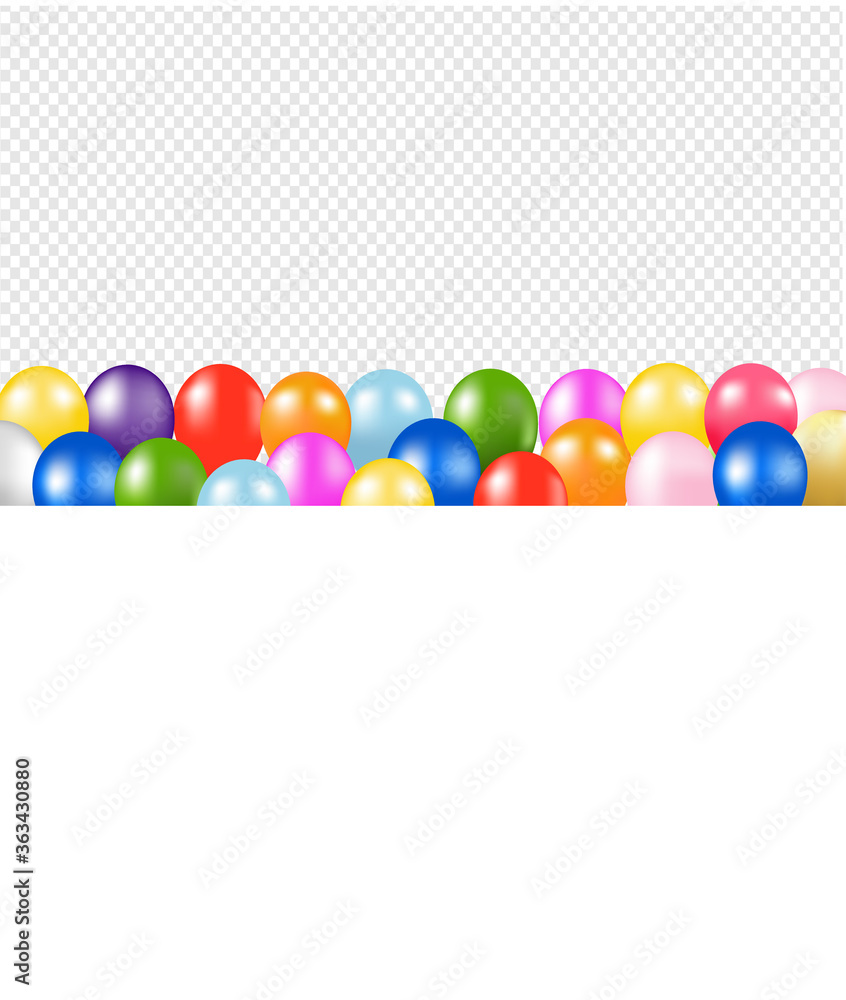 Colorful Balloons Border With Transparent Background With Gradient Mesh ...