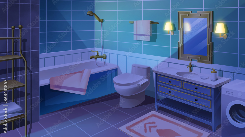 Bath Room. Fantasy Backdrop. Concept Art. Realistic Illustration. Game ...