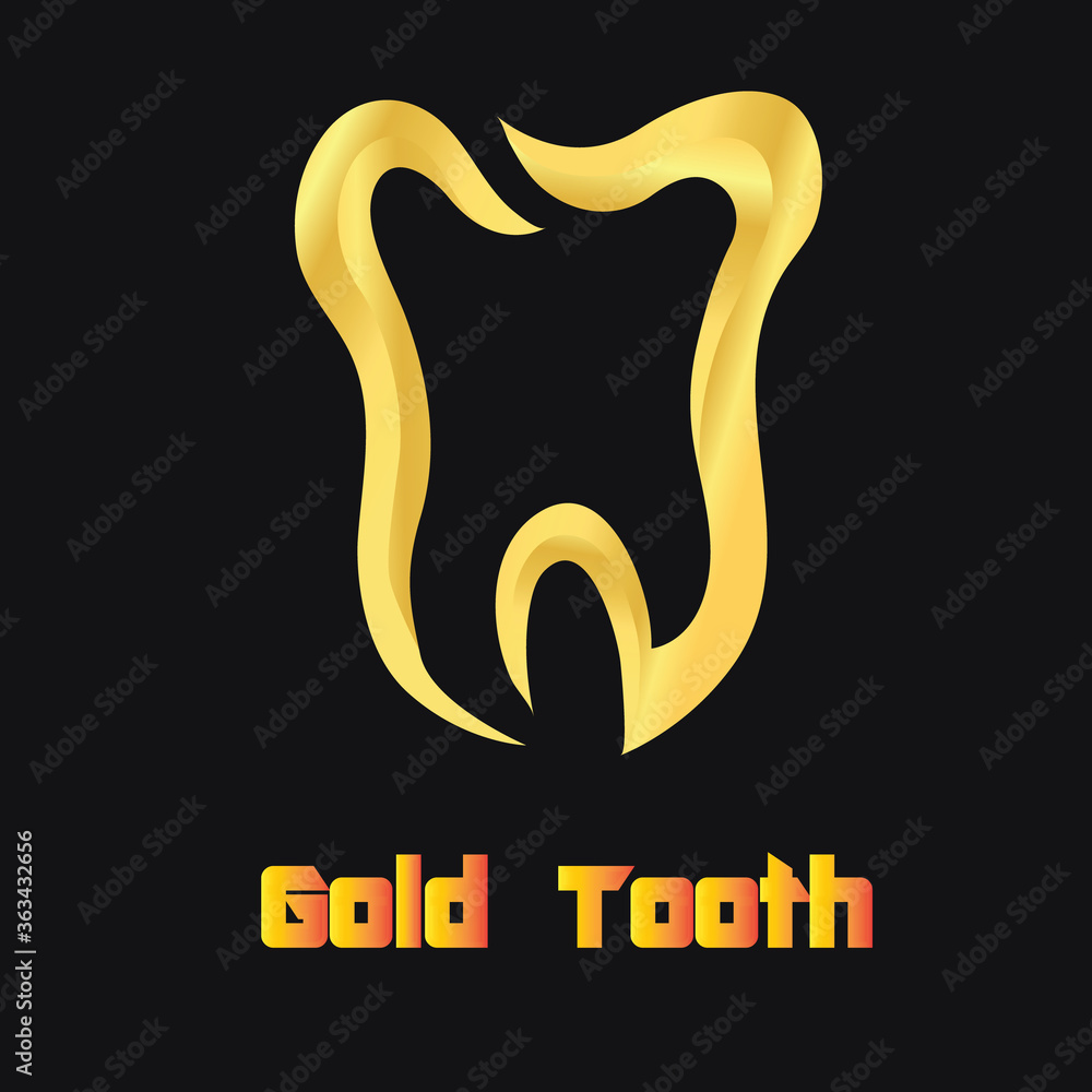 Vector logo tooth design gold in eps 10. Simple template and ready to ...