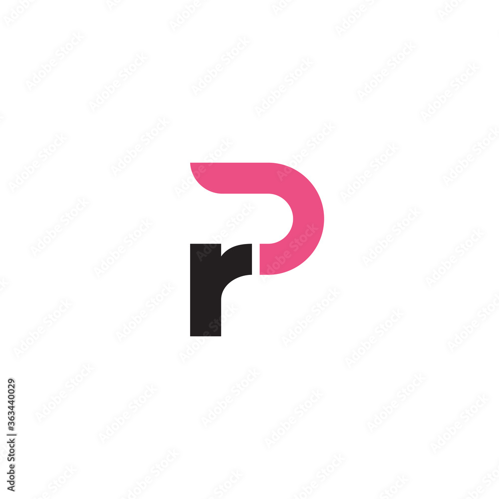 initial letter r and p, rp, pr logo, lowercase monogram line art style ...