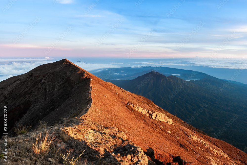 Summit ridge of Agung mountain, highest point of Bali island, Indonesia ...