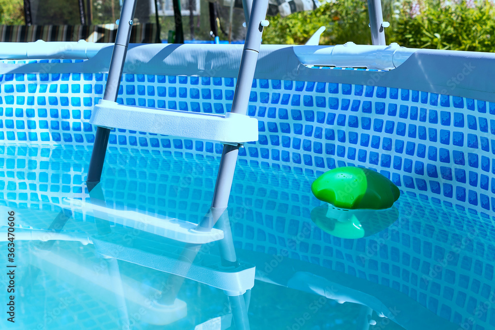Swimming pool pipe technology. Country pool filtration. Portable small ...