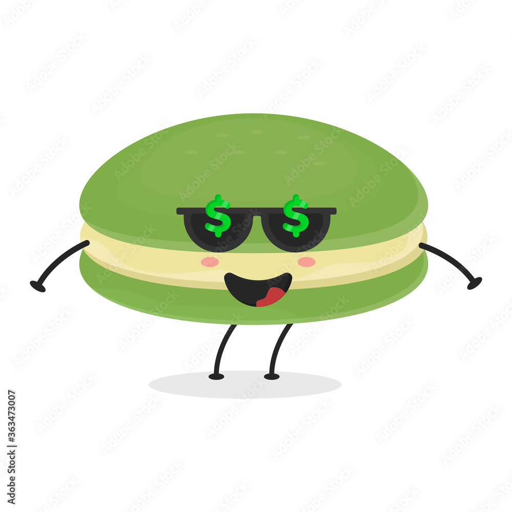 Cute flat cartoon matcha macarons illustration. Vector illustration of ...