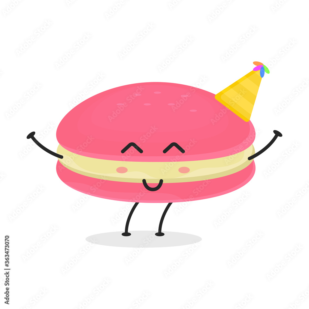 Cute flat cartoon macarons illustration. Vector illustration of cute ...