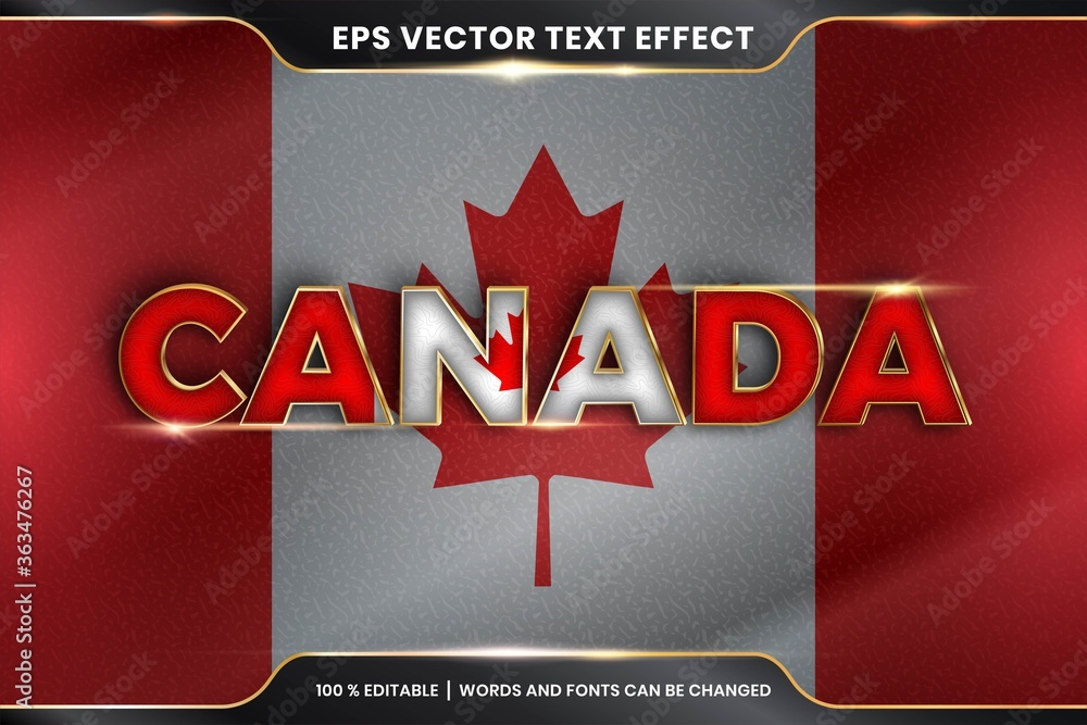 Editable text effect - Canada with its national country flag Stock ...