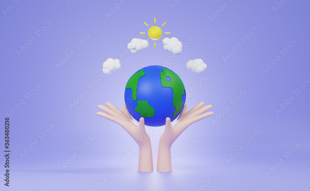3d rendering two hand holding world .save nature,World Population Day ...