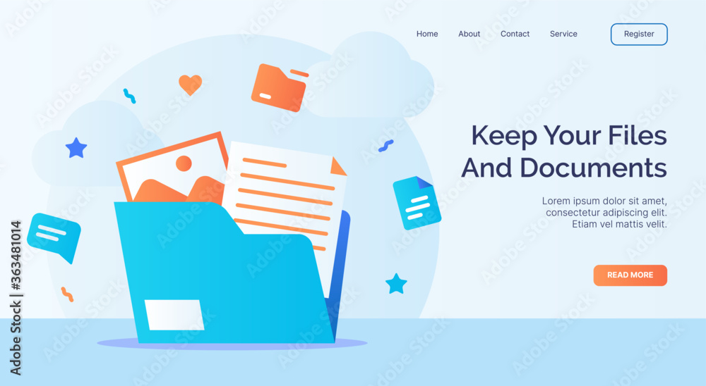 Keep your files and documents file folder icon campaign for web website ...