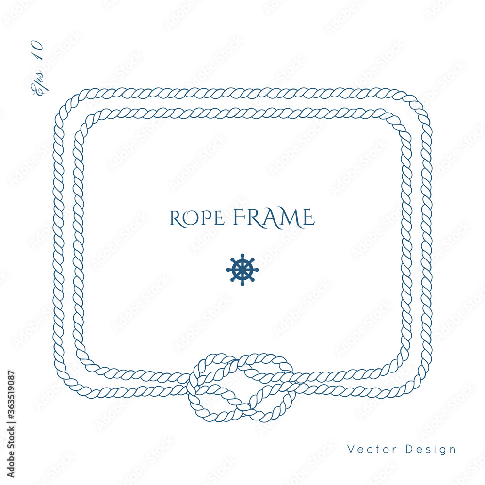 Nautical vector frame. Rope knot border design Stock Vector | Adobe Stock