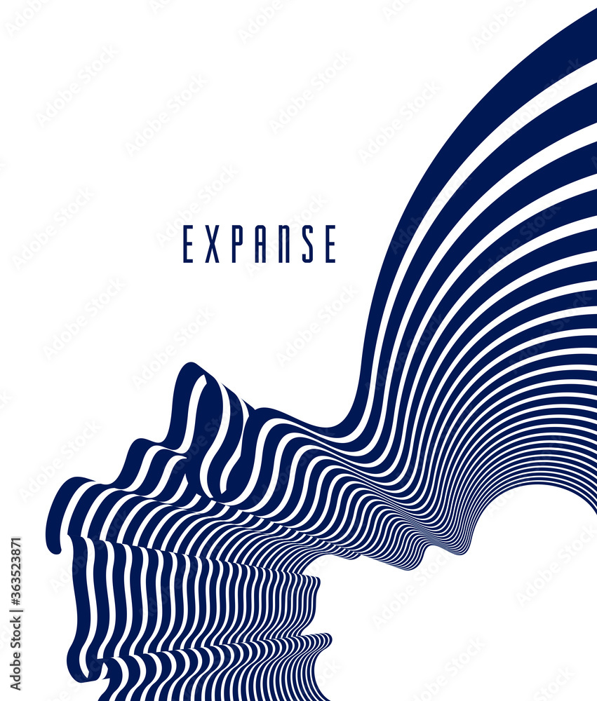 Abstract lines in 3D dimensional perspective abstract vector background ...
