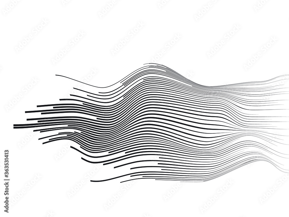Dynamic speed Lines in wave Form . Vector Illustration .Technology Logo ...