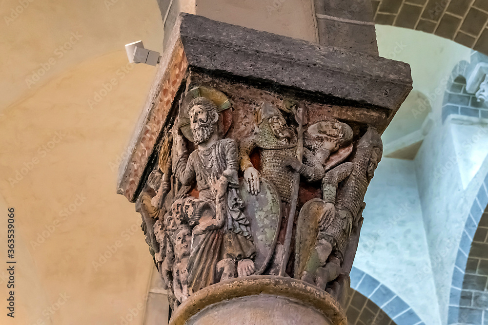 Interior view of Basilica of Notre-Dame du Port. Church founded by ...