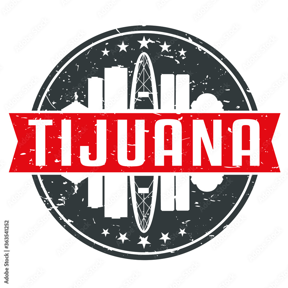 Tijuana Mexico Round Travel Stamp. Icon Skyline City Design. Seal ...
