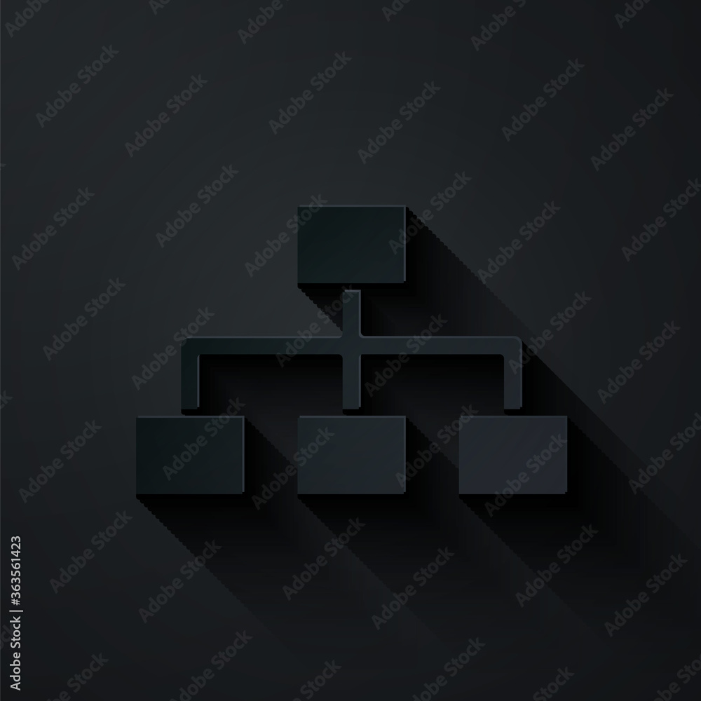 Paper cut Business hierarchy organogram chart infographics icon ...