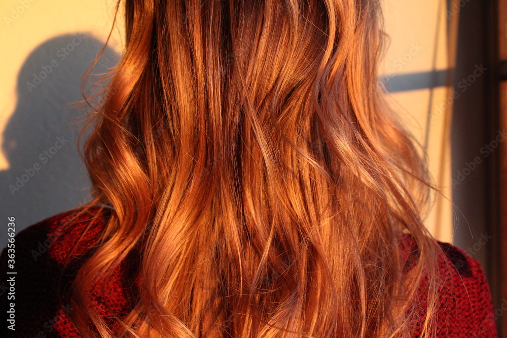 balayage red hair in sun Stock Photo | Adobe Stock