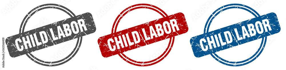 child labor stamp. child labor sign. child labor label set Stock Vector ...