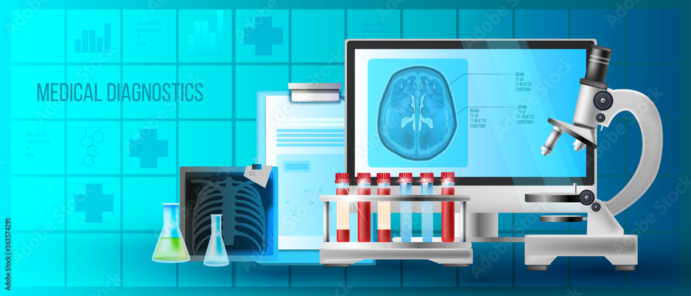 Medical checkup healthcare background with MRI scan, lung x-ray image ...