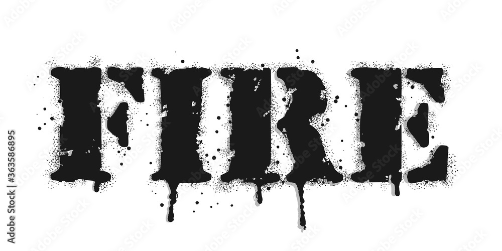 Fire lettering. Vector graffiti lettering on white. Lettering sprayed ...