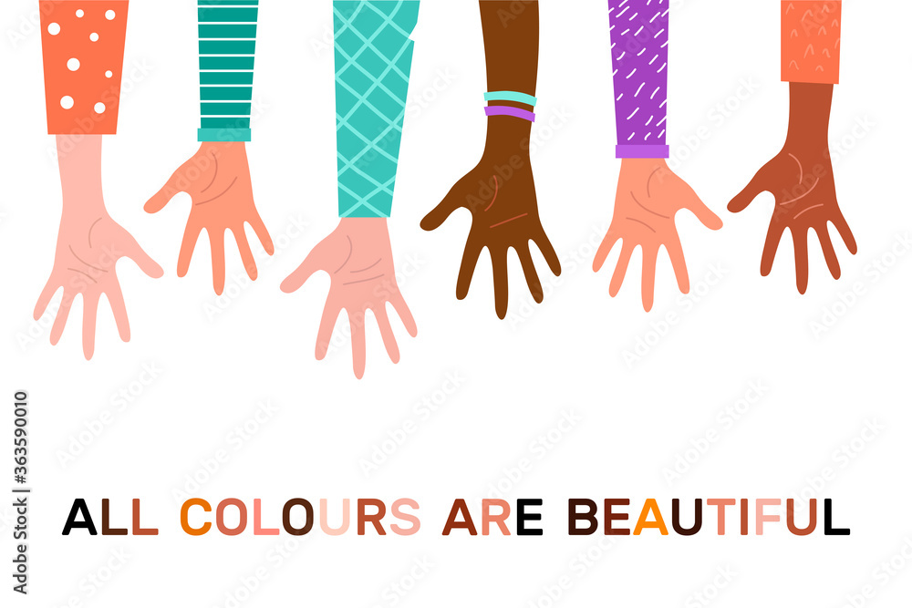 Stop racism. Black lives matter, we are equal. No racism concept. Flat ...