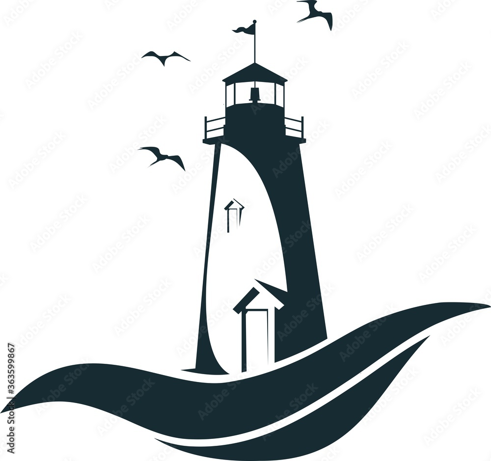 lighthouse silhouette vector illustration Stock Illustration | Adobe Stock