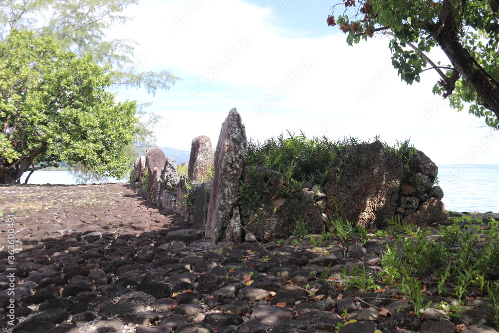 Marae de Taputapuātea à Raiatea, Polynésie française Stock Photo ...