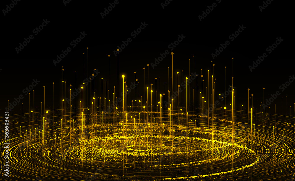 Dot line glowing particle vortex, internet technology big data ...