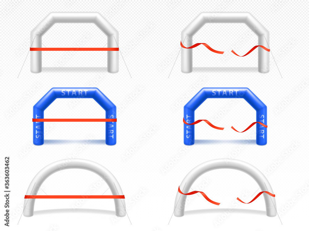 White and blue inflatable arch for sport events, race, marathon, run or ...