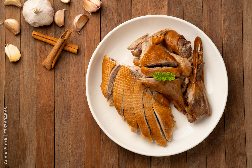 Chinese stewed duck in the white plate Stock Photo | Adobe Stock