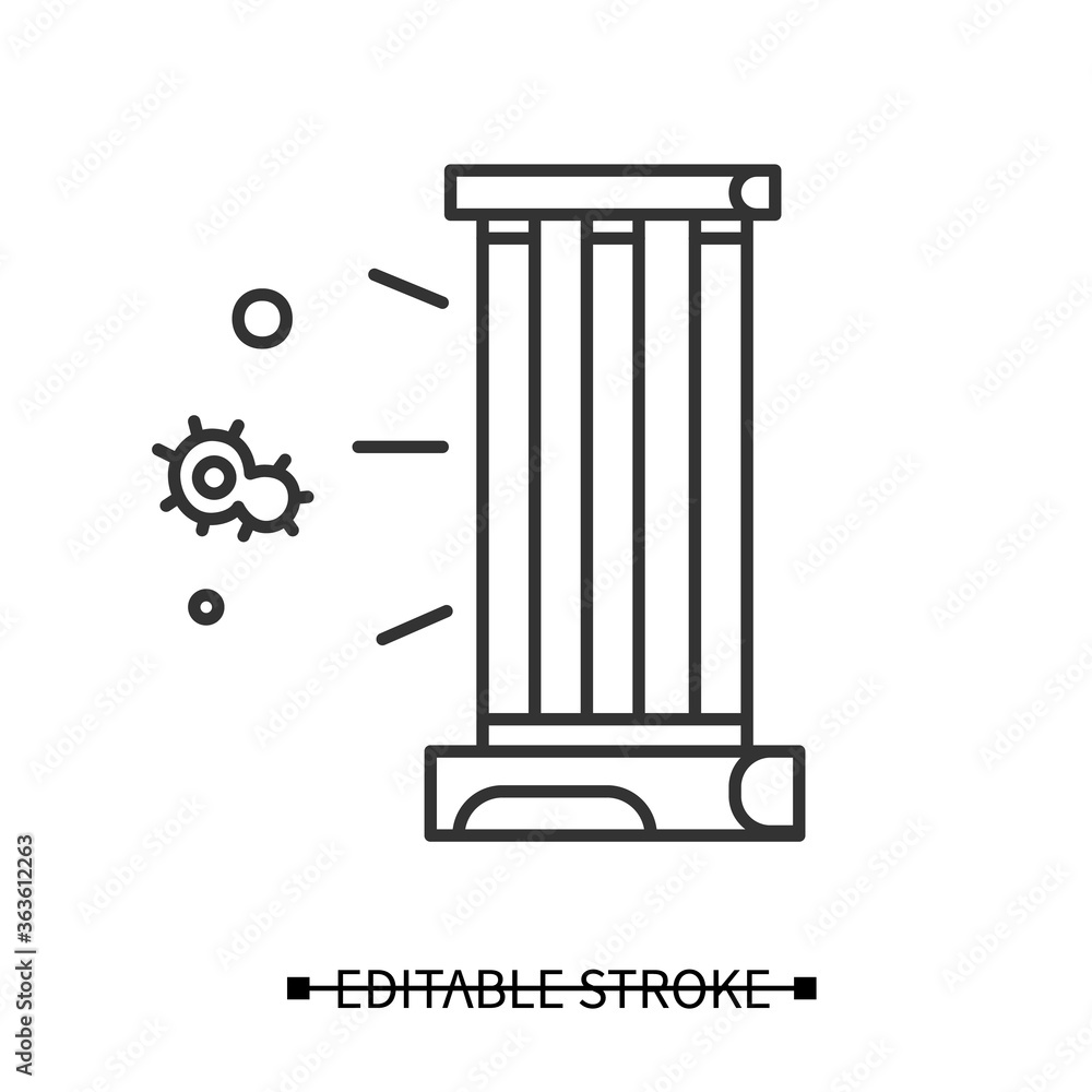 UV lamp icon. Antibacterial light UVC sterilizer linear pictogram ...
