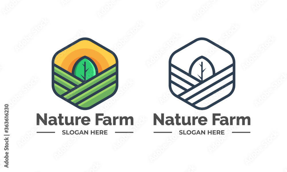 Vector illustration of Nature Farm logo, icon, sticker design template ...
