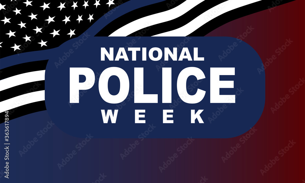 National Police Week - flag United States with blue line - symbol of ...