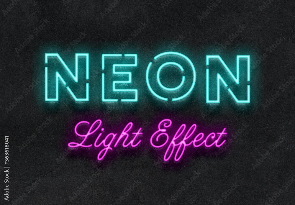 Neon Light Text Effect Mockup Stock Template | Adobe Stock