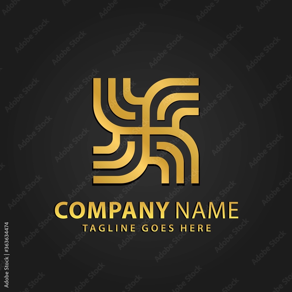 3D Square Round Golden Abstract Logos Design Vector Illustration Stock ...
