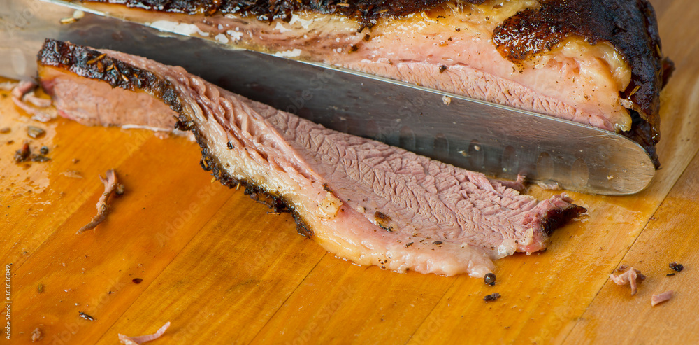 Beef Brisket barbecue Traditional Texas Smoke House . Rubbed with ...