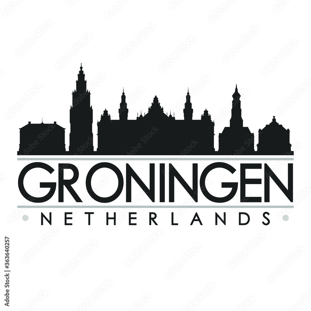Groningen Netherlands Europe Skyline Silhouette Design City Vector Art ...