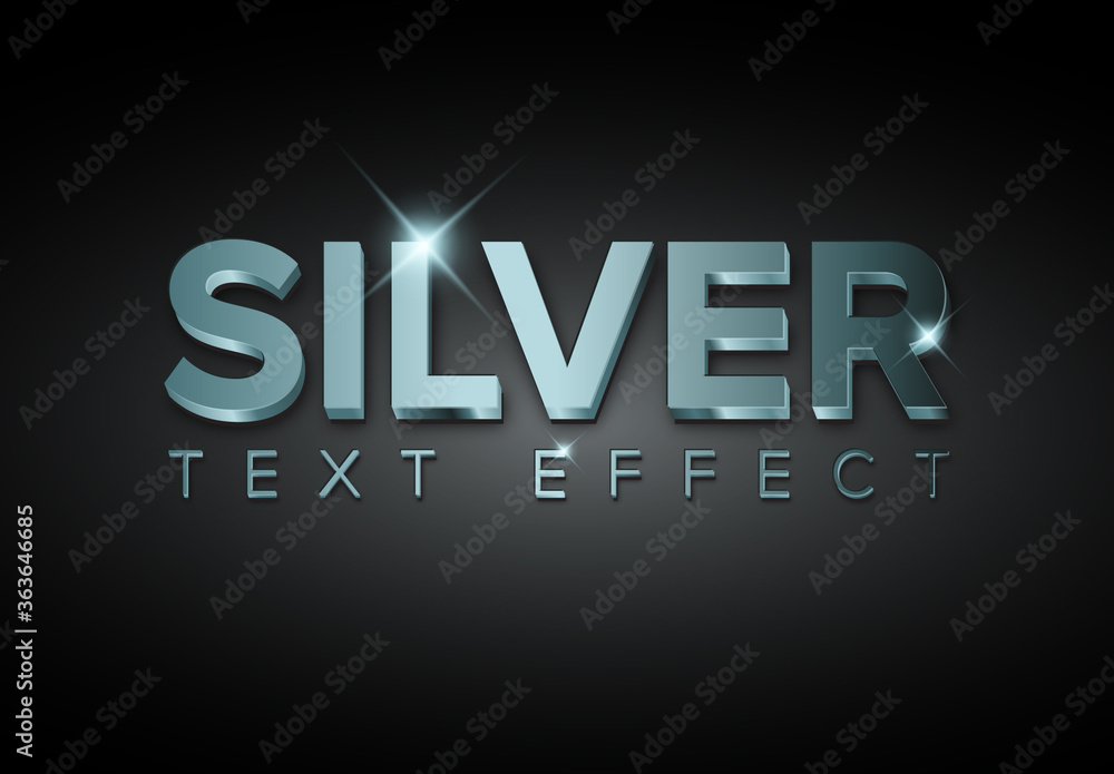 Silver Metallic 3D Text Effect with Glitter Stock Template | Adobe Stock