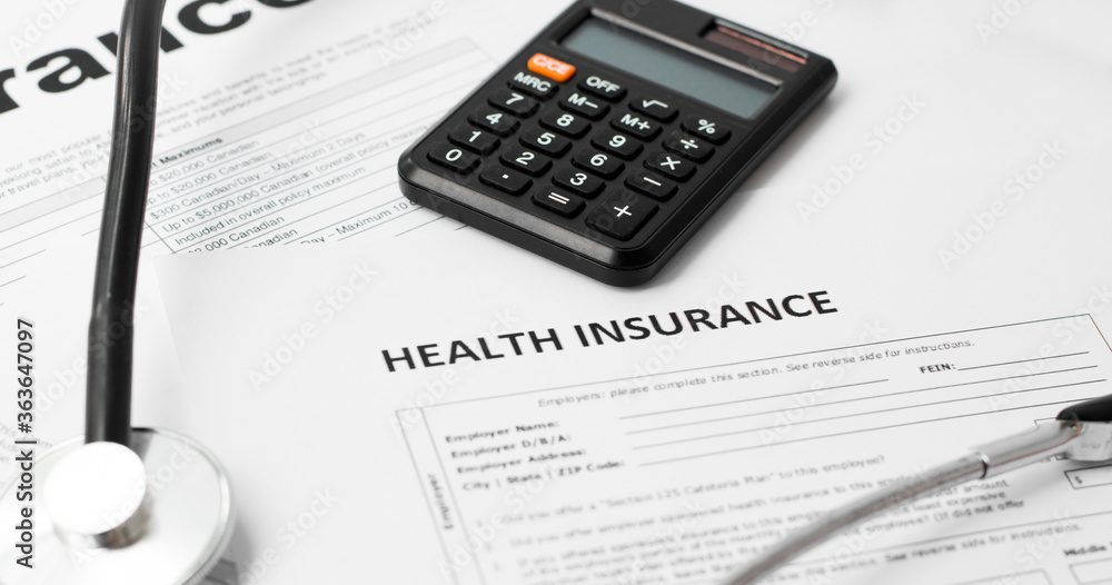 Health insurance claim with surgery bills and calculator Stock Photo ...