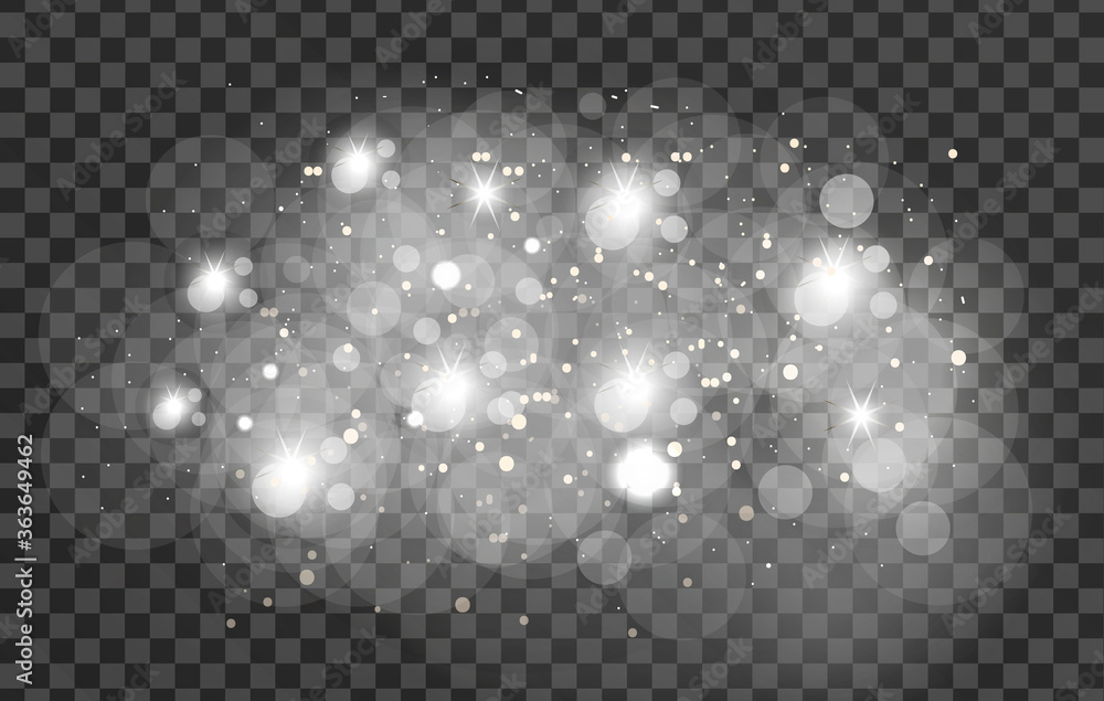 Glowing sparkles glare light effect on a transparent background. Sparks ...