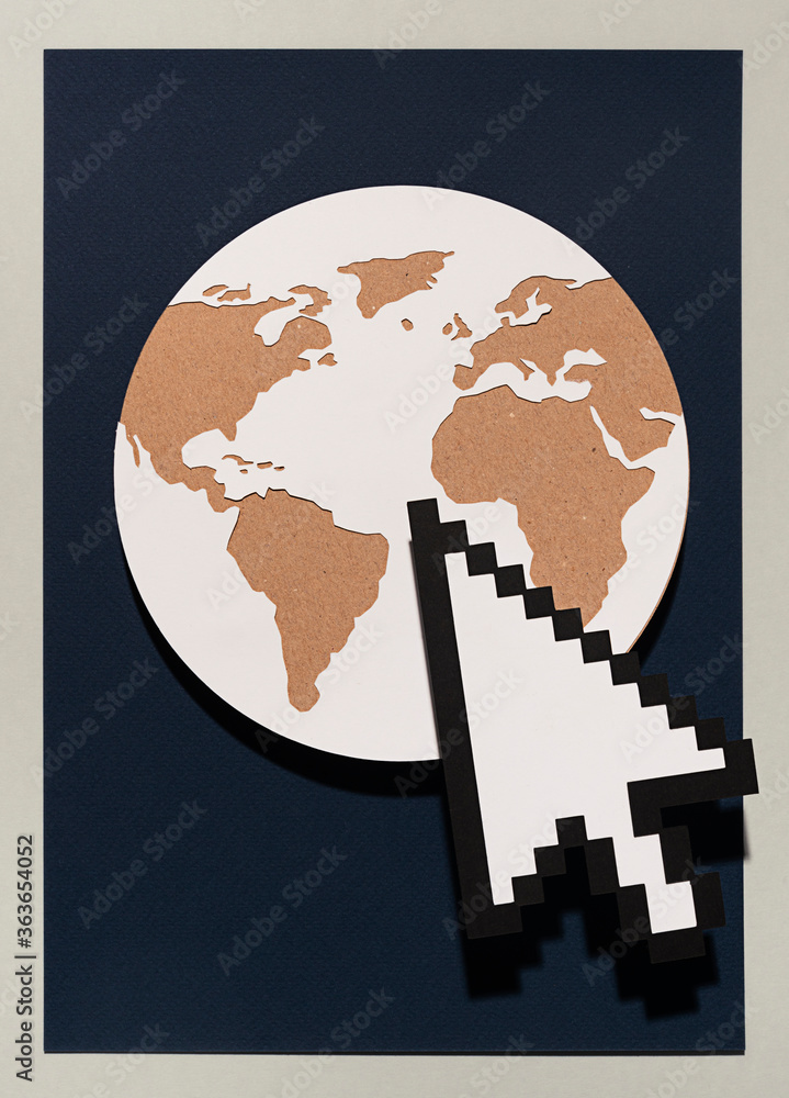 World with computer cursor Stock Photo | Adobe Stock
