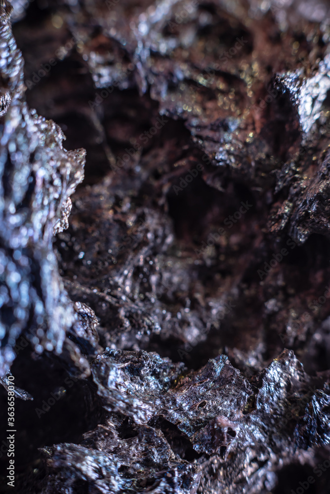Macro of slag or volcanic magma stone texture, similar to a landscape ...