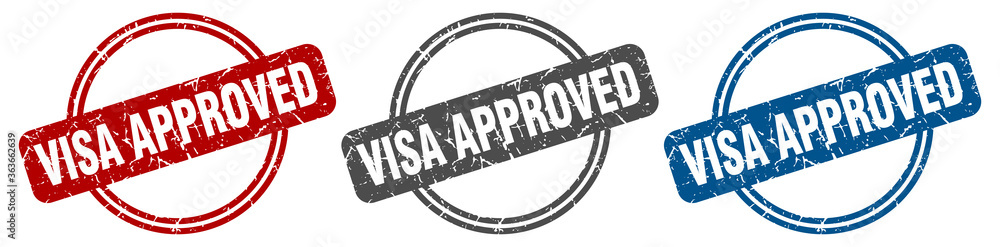 visa approved stamp. visa approved sign. visa approved label set Stock ...
