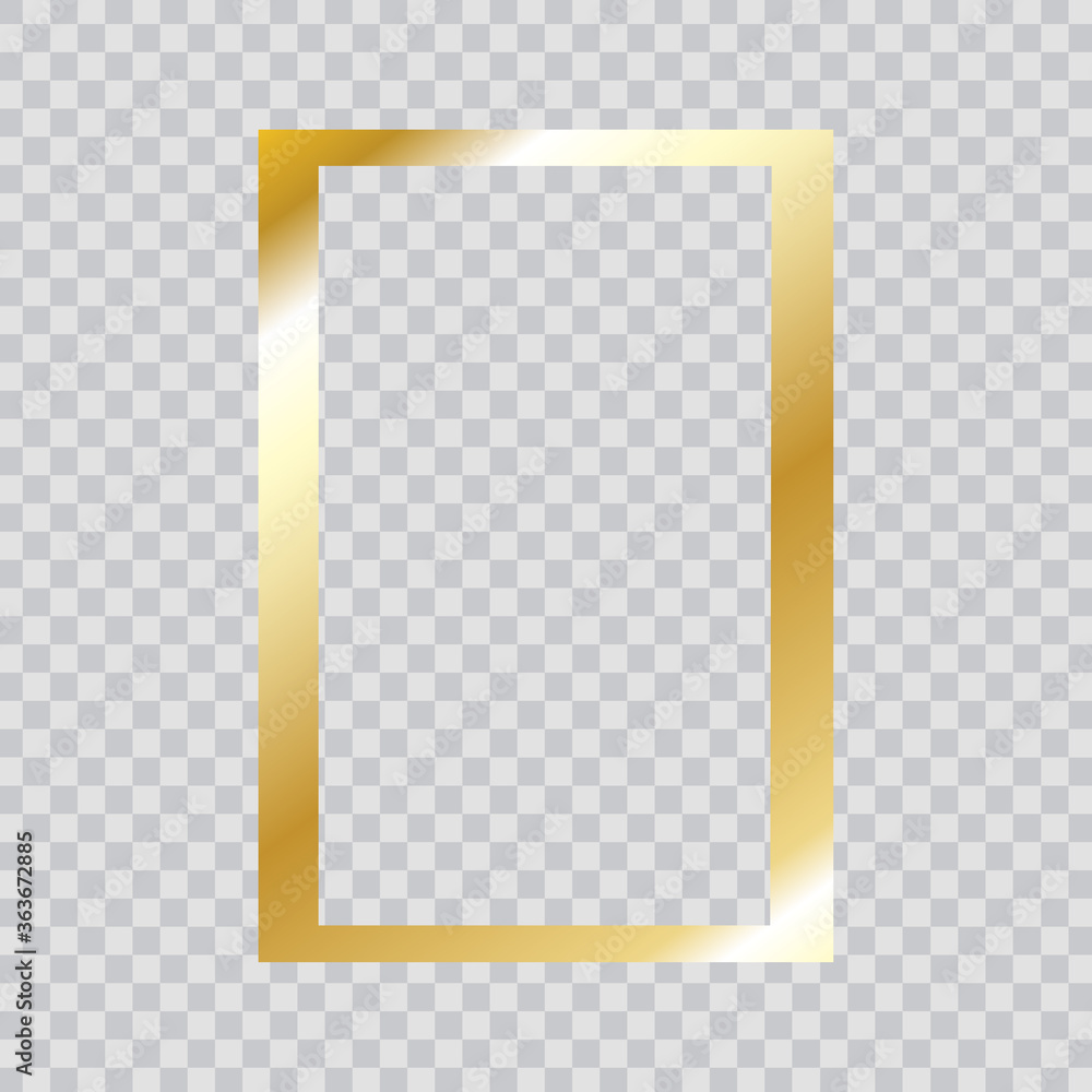 Gold frame vector. Trendy rectangle border. Gold frame isolated on ...