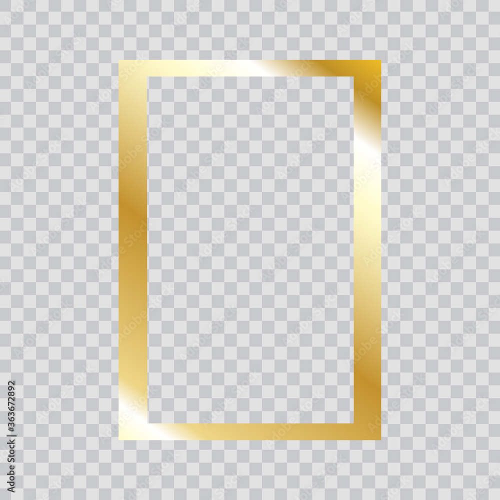 Gold frame vector. Trendy rectangle border. Gold frame isolated on ...