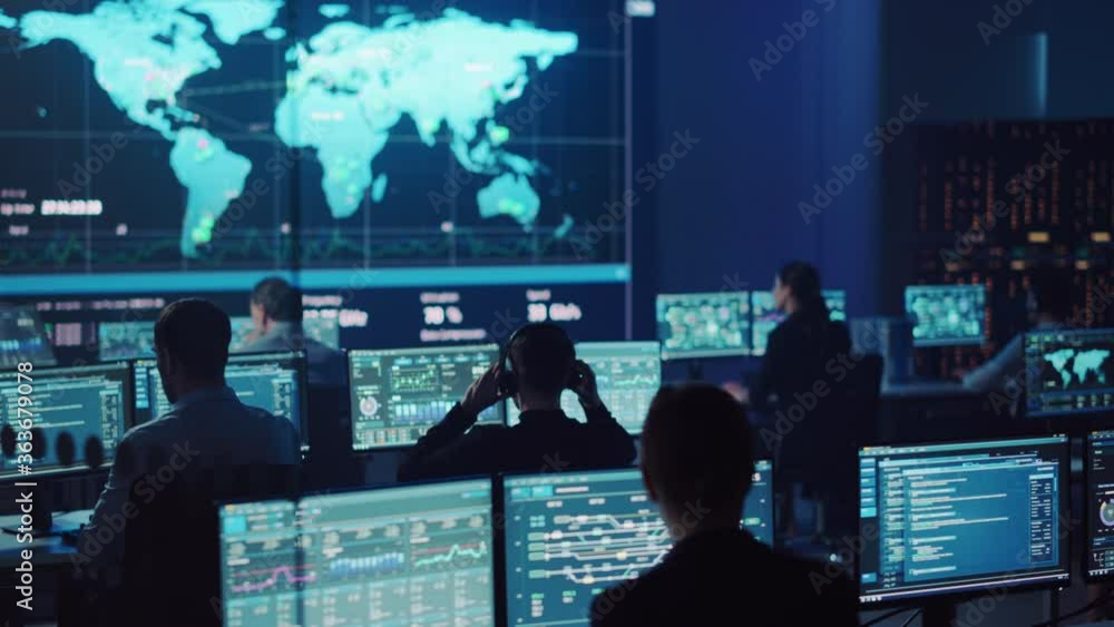 Team of Professional Computer Data Science Engineers Work on Desktops ...